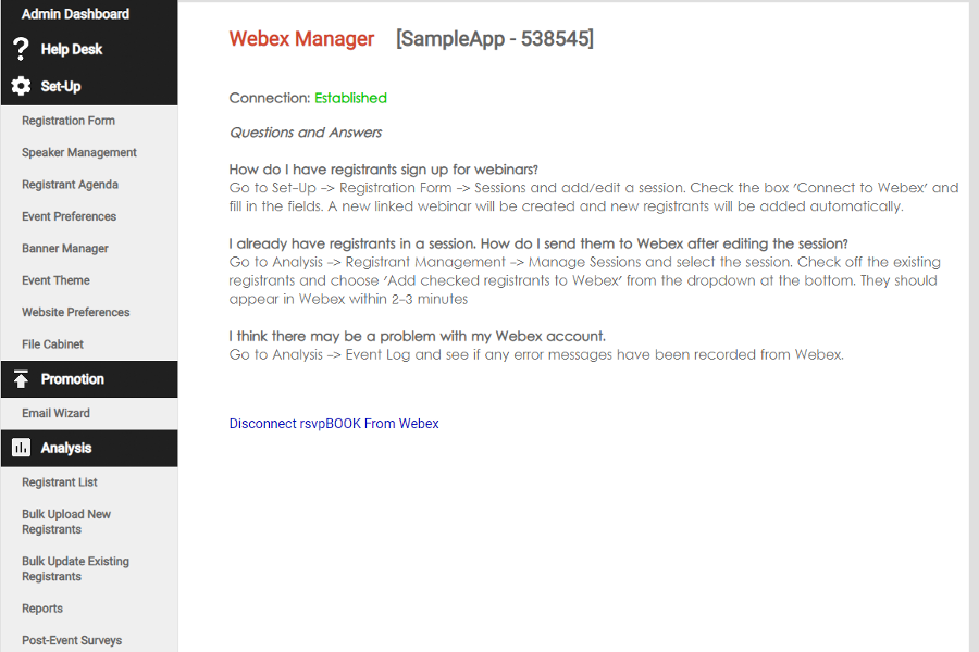 How Do I Connect My Sessions To Webex Rsvpbook Help Desk